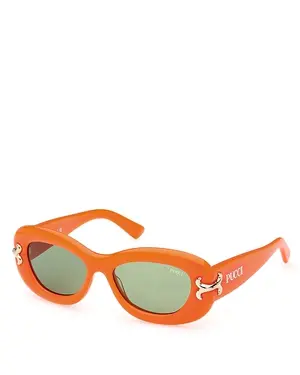 Emilio Pucci 52mm Geometric Sunglasses - Orange/green Solid