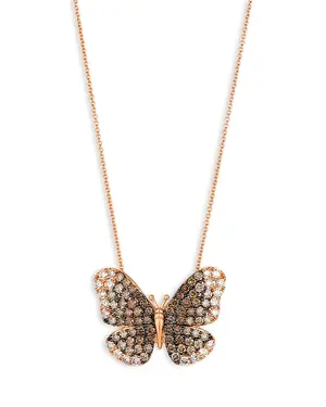 Bloomingdale'S Diamond Butterfly Pendant Necklace - Brown/rose Gold