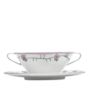 SERAX Marni Dark Viola Soup Bowl With Handles & Saucer - Multi