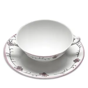 SERAX Marni Dark Viola Soup Bowl With Handles & Saucer