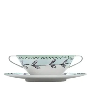 SERAX Marni Blossom Milk Soup Bowl With Handles & Saucer - Multi