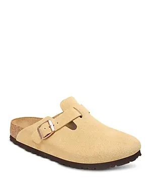BIRKENSTOCK Birkenstock Women's Boston Slip On Buckled Strap Clogs Brown