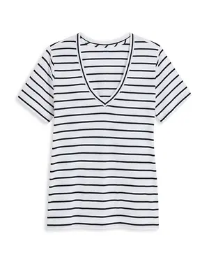 Vineyard Vines Striped V-neck Cotton Tee - C B.str