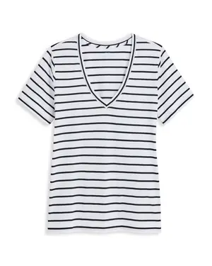 Vineyard Vines Striped V-neck Cotton Tee - C B.str