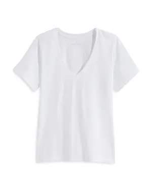 Vineyard Vines Striped V-neck Cotton Tee - White