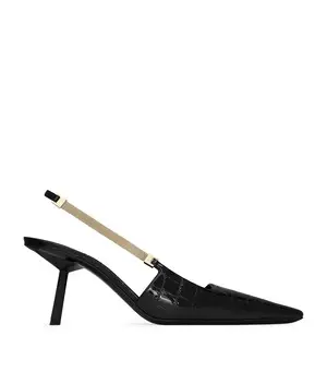 Saint Laurent Leather Aston Slingback Pumps 75 - Black