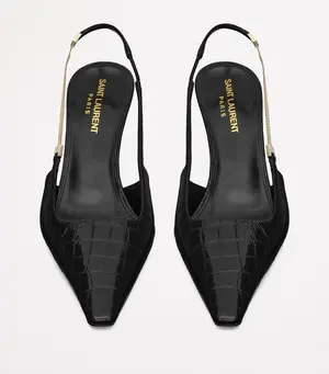 Saint Laurent Leather Aston Slingback Pumps 75