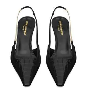 Saint Laurent Leather Aston Slingback Pumps 75
