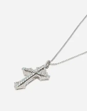Dolce & Gabbana Gold Aquamarine Cross Pendant Necklace