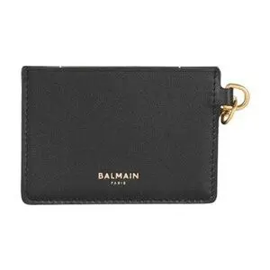 Balmain Coin Card Holder In Calf Leather - Black
