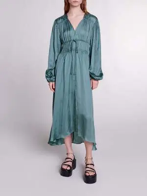 Maje Satin-look Maxi Dress - Khaki