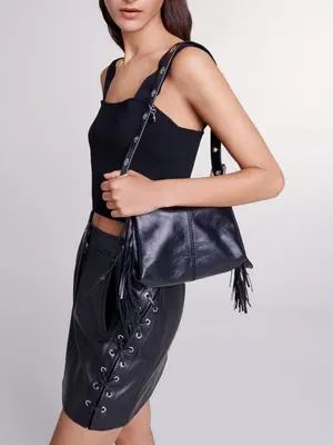 Maje Leather Lace-up Mini Skirt