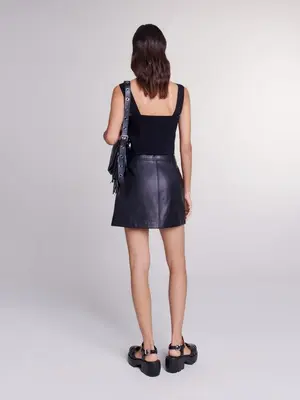 Maje Leather Lace-up Mini Skirt