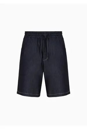 Giorgio Armani Denim Collection Cotton And Silk Denim Bermuda Shorts