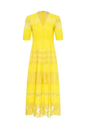 Saloni Lea Long Lace Dress