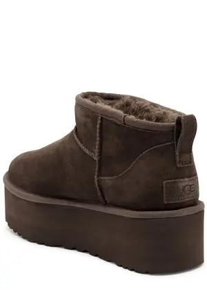 UGG Classic Ultra Mini Suede Flatform Boots - Brown