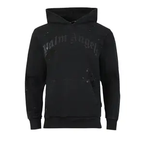 Palm Angels Glittered Logo Hoody - Black