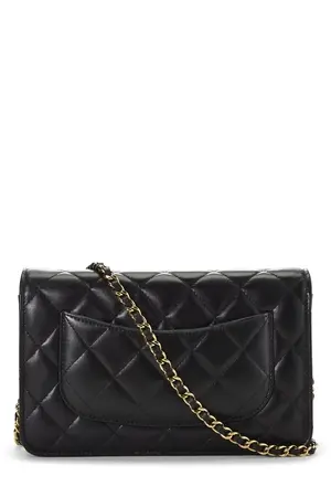 Chanel Quilted Lambskin Wallet On Chain - Black