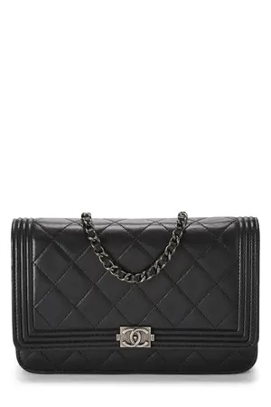 Chanel Quilted Lambskin Wallet On Chain - Black