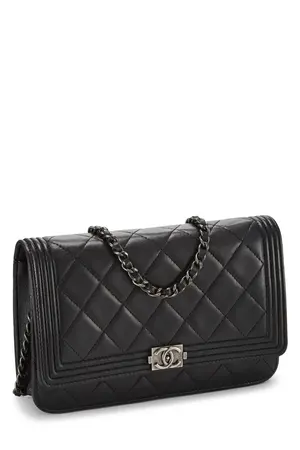 Chanel Quilted Lambskin Wallet On Chain - Black