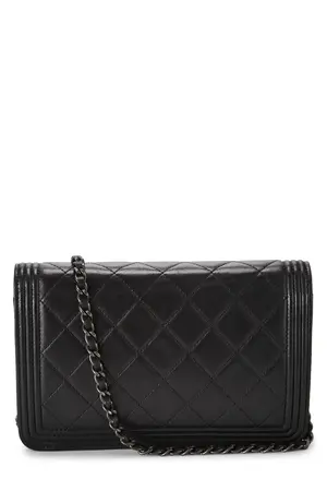 Chanel Quilted Lambskin Wallet On Chain - Black