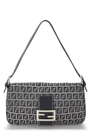 Fendi Zucchino Canvas Baguette Bag - Navy