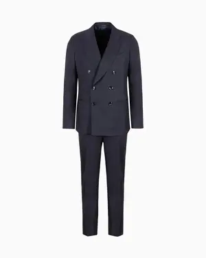 Giorgio Armani Napoli Line Double-breasted Cashmere And Silk Suit - Blue