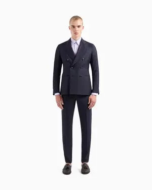 Giorgio Armani Napoli Line Double-breasted Cashmere And Silk Suit - Blue