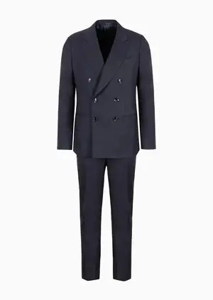 Giorgio Armani Napoli Line Double-breasted Cashmere And Silk Suit Midnight Blue