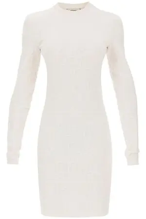 Fendi FENDI Jacquard Knit Mini Dress With FF Monogram - White
