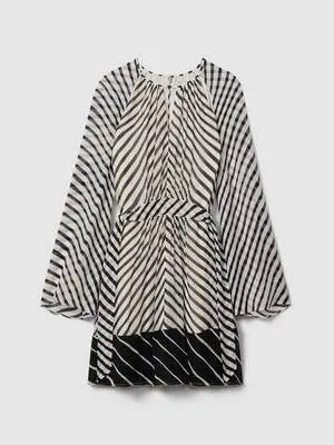 REISS Striped Mini Dress With Cut-out Detailing