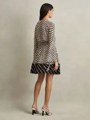 REISS Striped Mini Dress With Cut-out Detailing