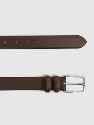 REISS Dante Smooth Leather Belt - Tan