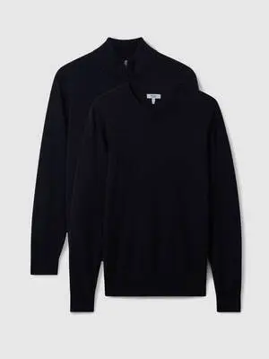 REISS Merino Wool Jumper Pack - Navy
