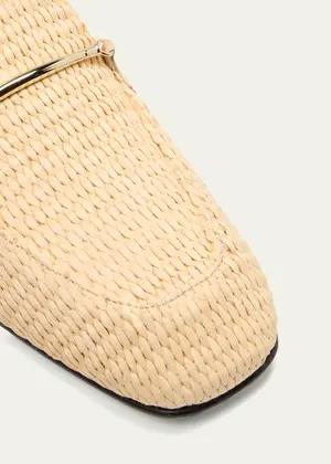 Victoria Beckham Raffia Loafers With Metal Strap - Natural