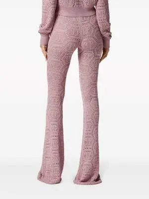 Philipp Plein Monogram-pattern Open-knit Trousers - Pink