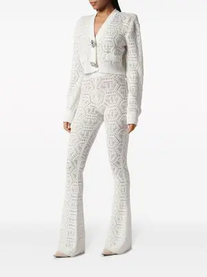 Philipp Plein Monogram Knit Trousers - White