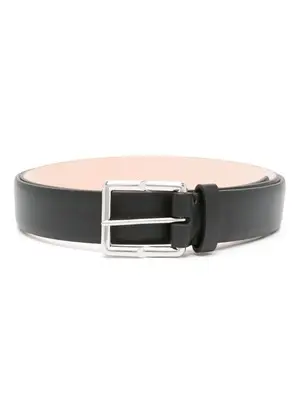 LANVIN Engraved-buckle Leather Belt - Black