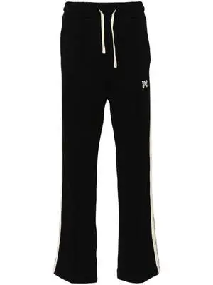 Palm Angels Monogram-embroidered Piqué-weave Trousers - Black