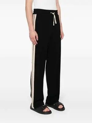 Palm Angels Monogram-embroidered Piqué-weave Trousers - Black
