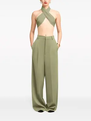AMI Paris Silk Wrap Top - Green