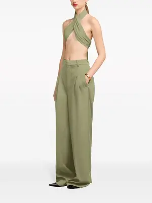 AMI Paris Silk Wrap Top - Green