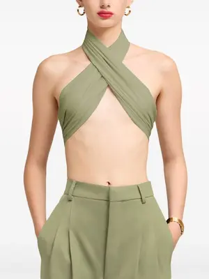 AMI Paris Silk Wrap Top - Green