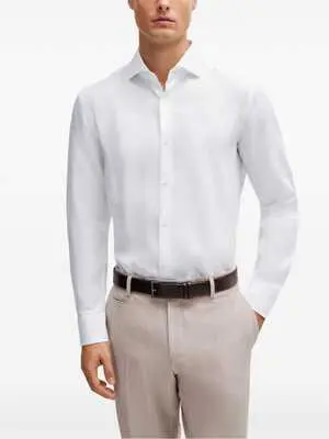 BOSS Spread-collar Linen Shirt