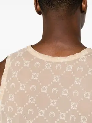 MARINE SERRE Moonogram Flocked Mesh Tank Top