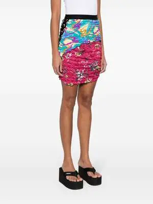 MARINE SERRE Crinkled Patchwork Mini Skirt