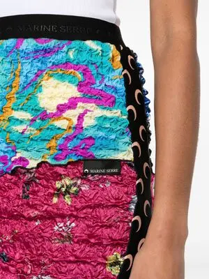 MARINE SERRE Crinkled Patchwork Mini Skirt