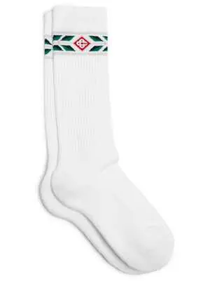 Casablanca Laurel Ribbed-knit Socks - White