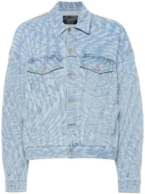MUGLER Star-print Denim Jacket - Blue