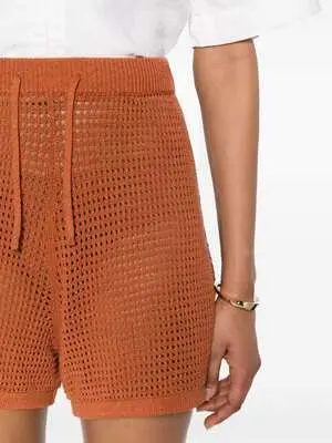 Nanushka Jael Crochet-knit Shorts - Orange